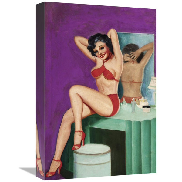 Bless international Mid-Century Pin-Ups Bedtime Stories On Canvas by Peter Driben Print | Wayfair